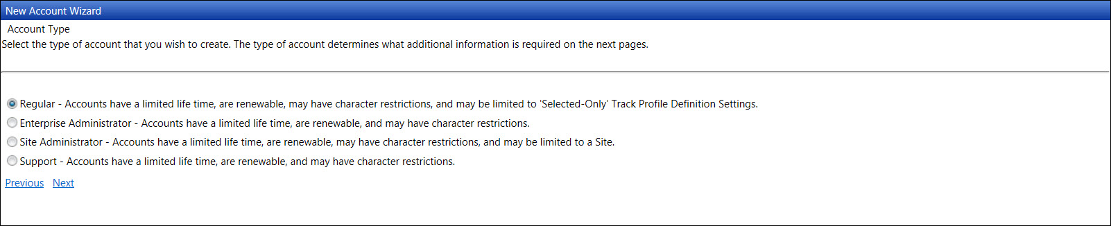 Regular Account Setup